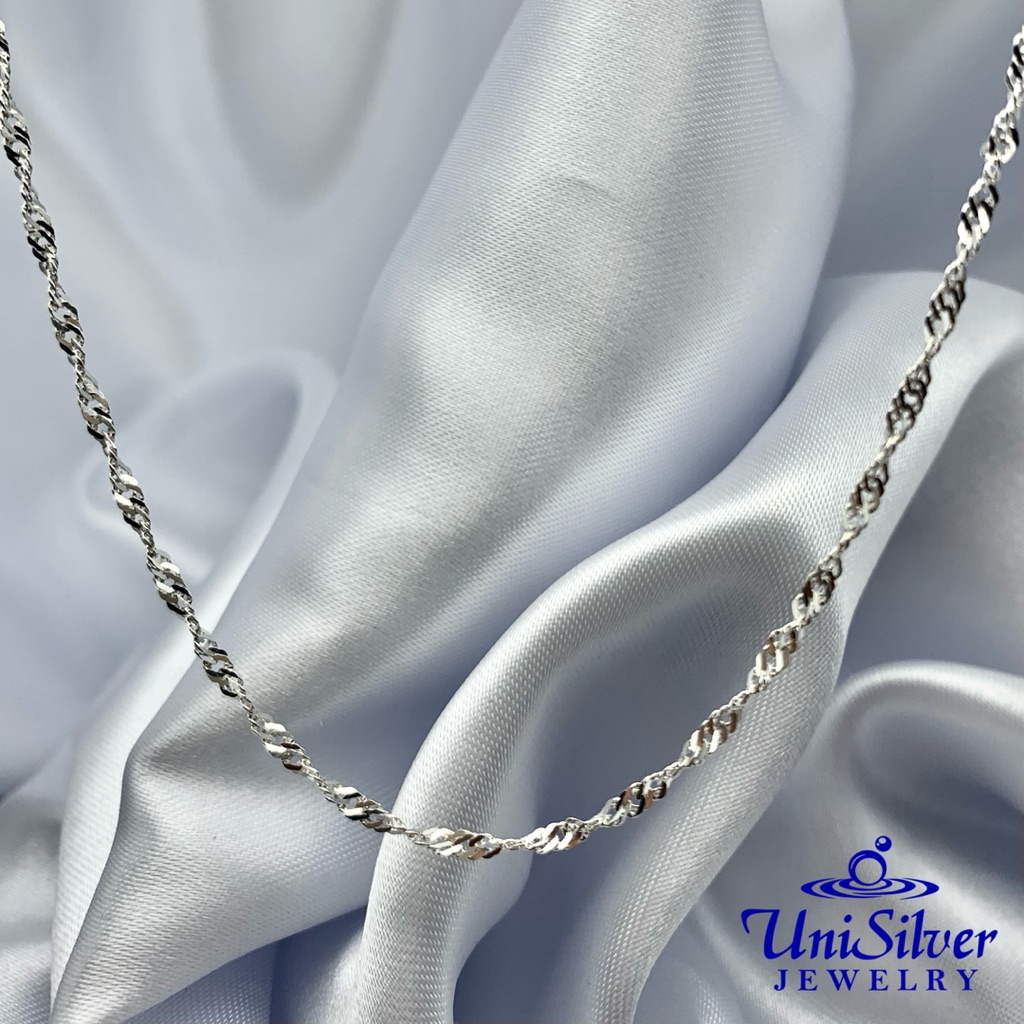Unisilver 925 Sterling Silver Twisted Sparkling Chain (LN036) | Shopee ...