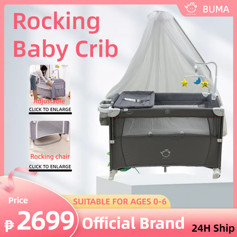 Baby Crib Cradle Liftable With Side Zip Foldable Co-sleeper Crib Travel ...