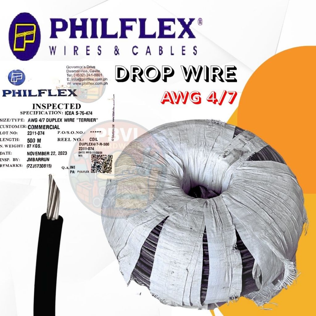 PHILFLEX ACSR Service Drop Wire SINGLE AWG4/7 x PER 60-100Meters ...