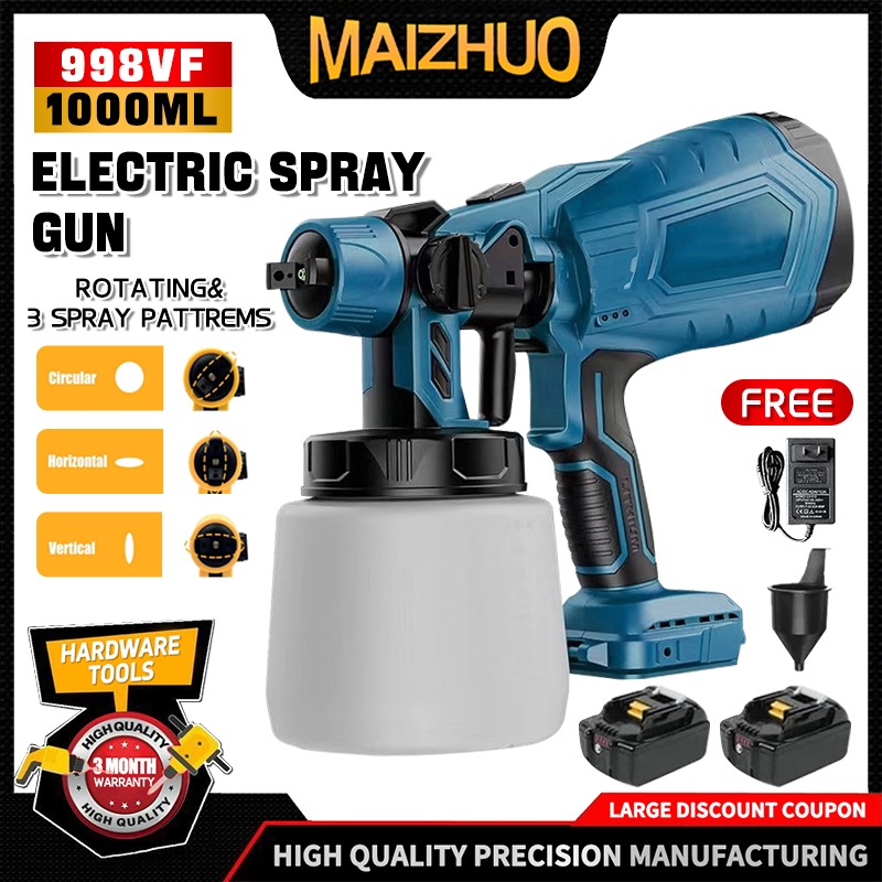 Electric Paint Sprayer 1000ML Rechargeable Paint Sprayer 998VF Cordless ...