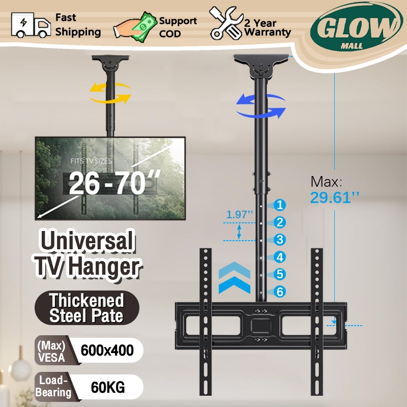 20-75“ Ceiling TV Wall Mount Bracket with Adjustable Strong Thick Metal ...