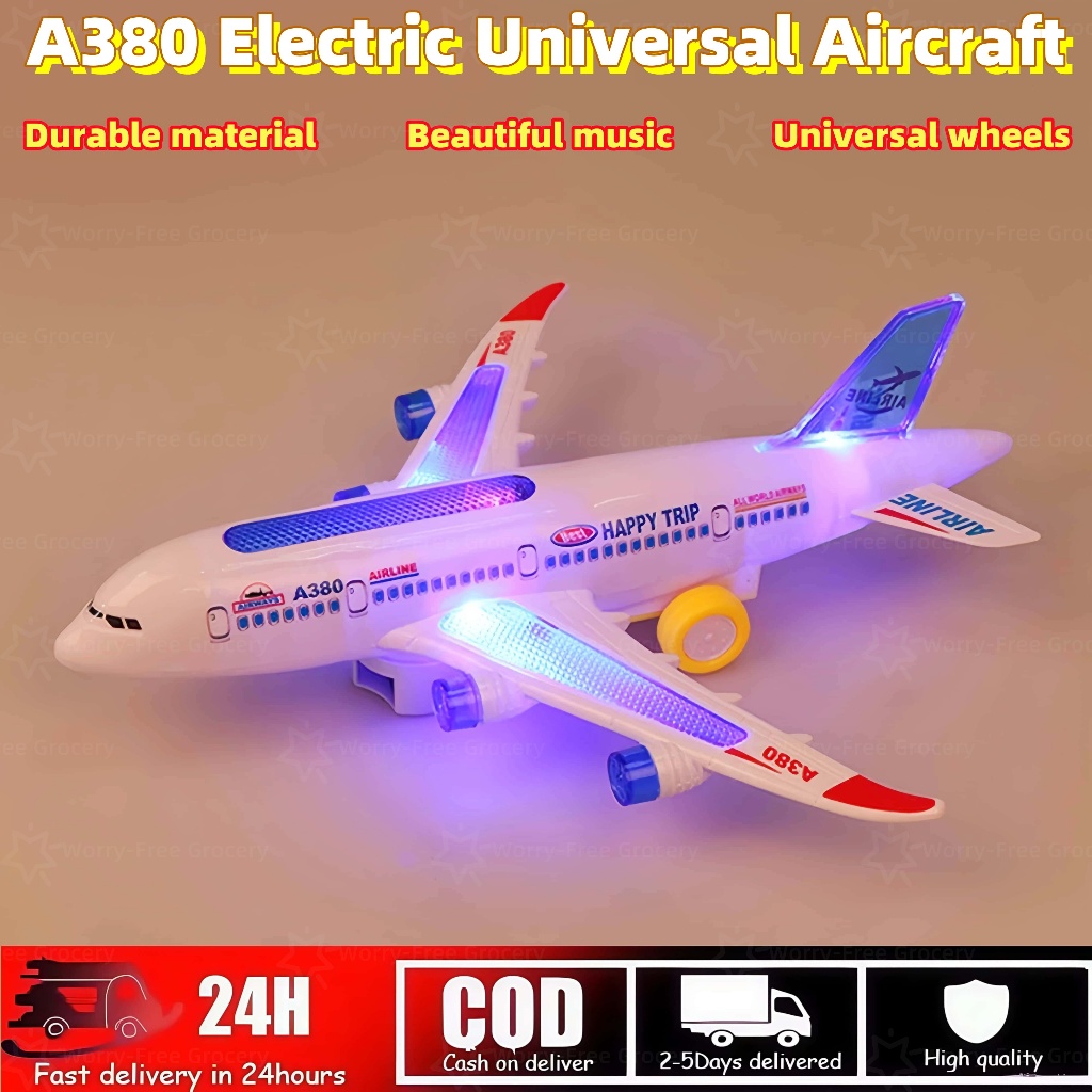 A380 Airplane Toys for Kids Electric Flash Light Sound Universal Wheel ...