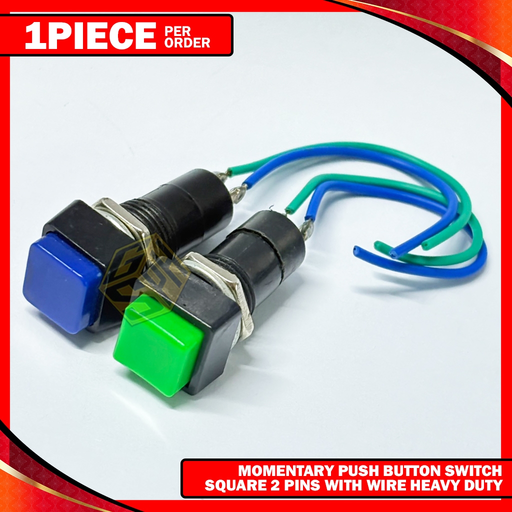 Momentary Square Push Button Switch ON-OFF 2 Pins With Wire Heavy Duty ...