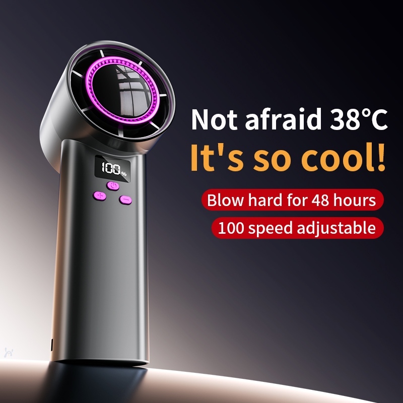 New Mini High Speed Fan With LED Display 100 Gear Wind Speed Portable ...
