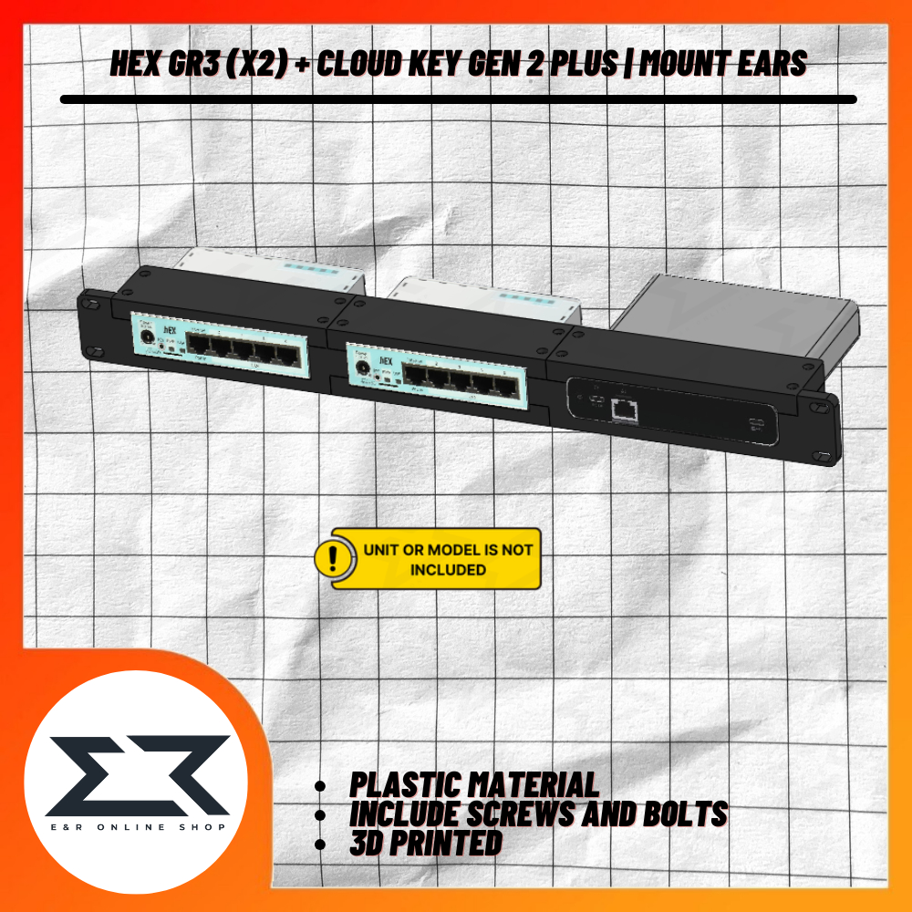 M|kr0t|k Hex (2X) + Cloud Key Gen 2 Plus Rack Mount Ears 3D Printed ...
