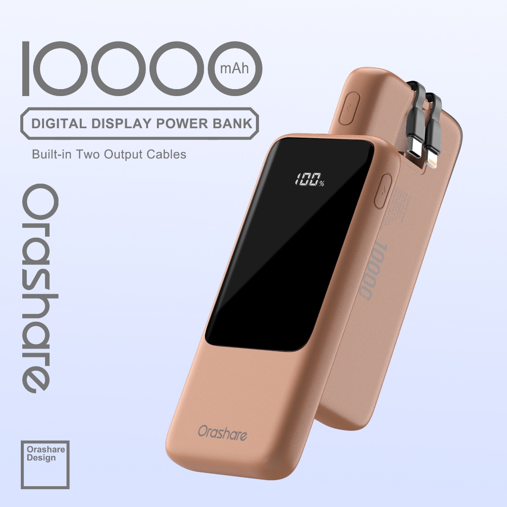 Orashare OH10 Power Bank With Built in Dual Cable Slim and Portable ...