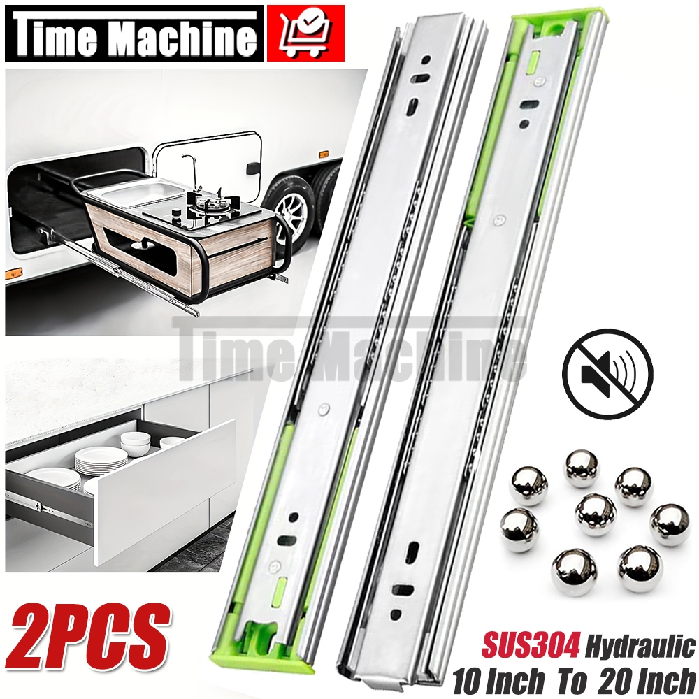 (1Pair) Heavy Duty Hydraulic Drawer Slide Soft Close Drawer Guide Rail ...