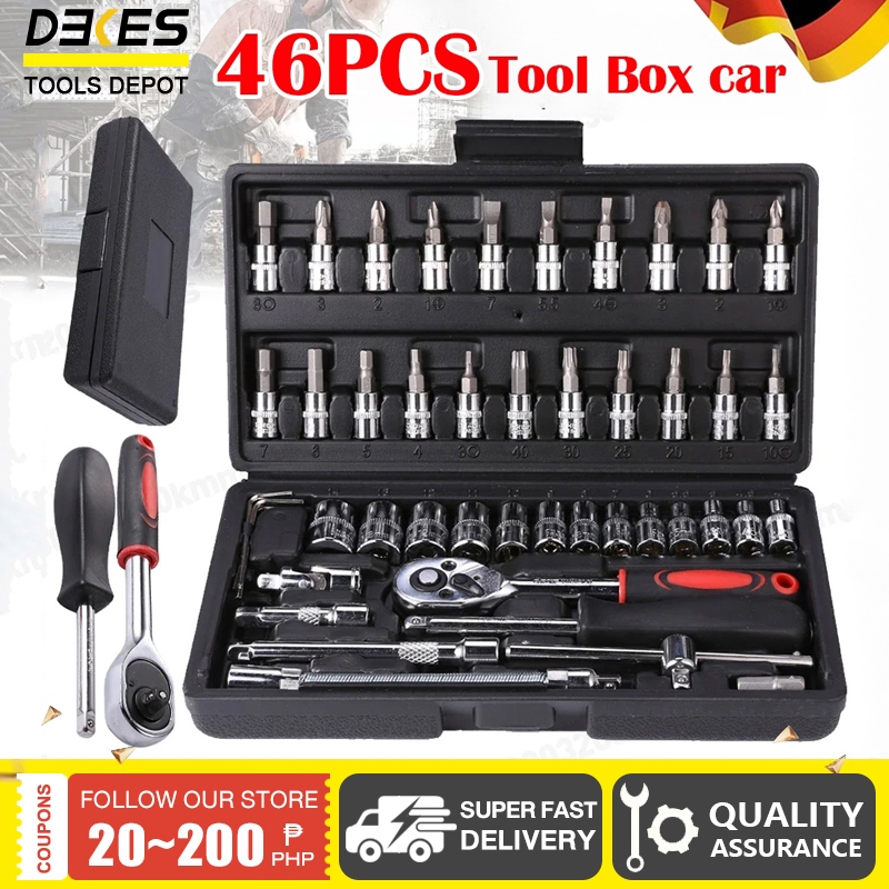 Heavy Duty 46pcs Tool Box Car Motorcycle Repair Set Hand Tools Home ...