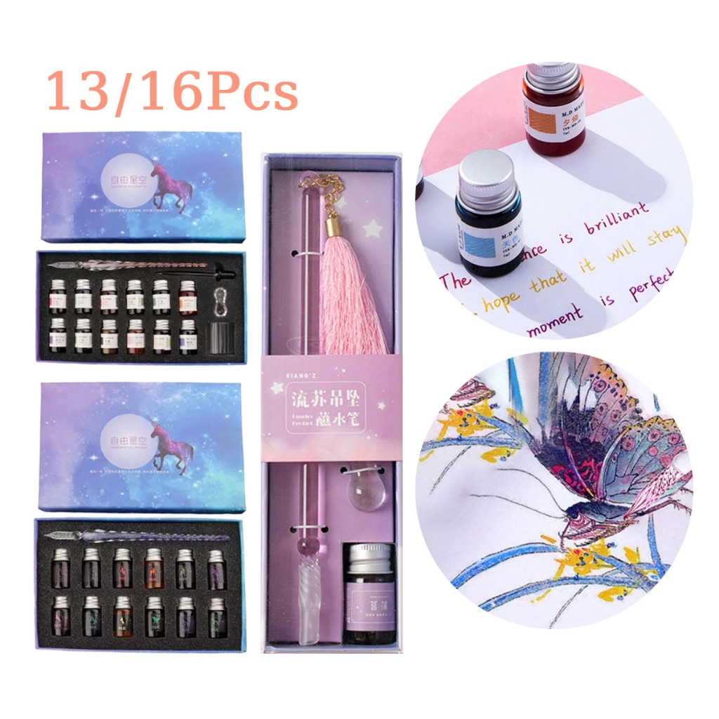 Glass Dip Pen Portable Travel Set With Protective Case Tropical ...