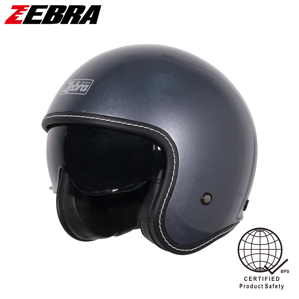 ZEBRA 807 Cruiser Mono Color Half Face Single Visor Motorcycle Helmet ...