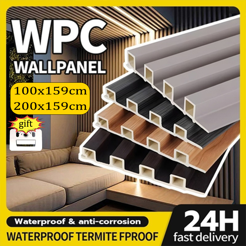 WPC Fluted Wall Panel Sticker Waterproof Grille Design Ecological Board ...