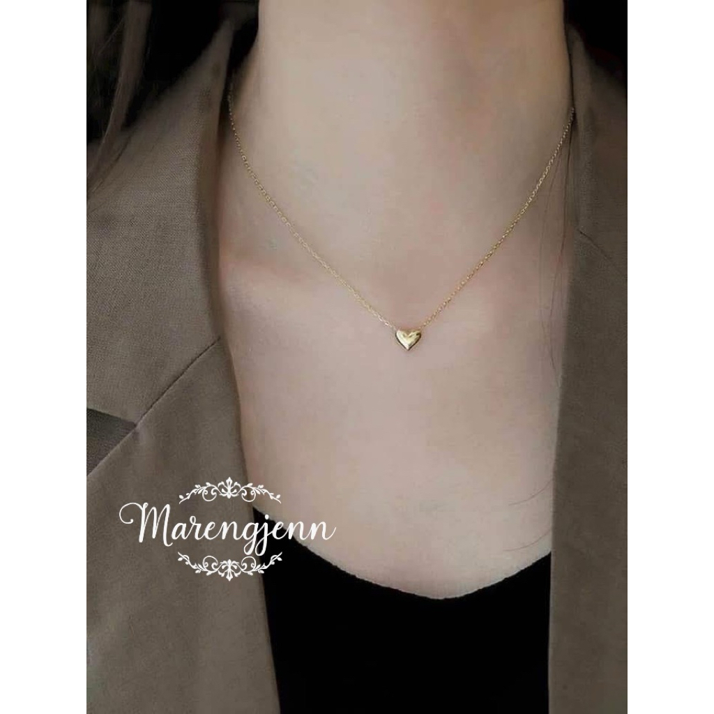 18k dainty heart necklace karkar chain 18” (marengjenn) | Shopee ...