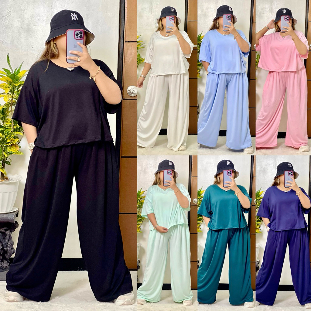 KATE TERNO WIDE LEG PLUS SIZE L - 4XL BY taytayclothingshop.ph | Shopee ...