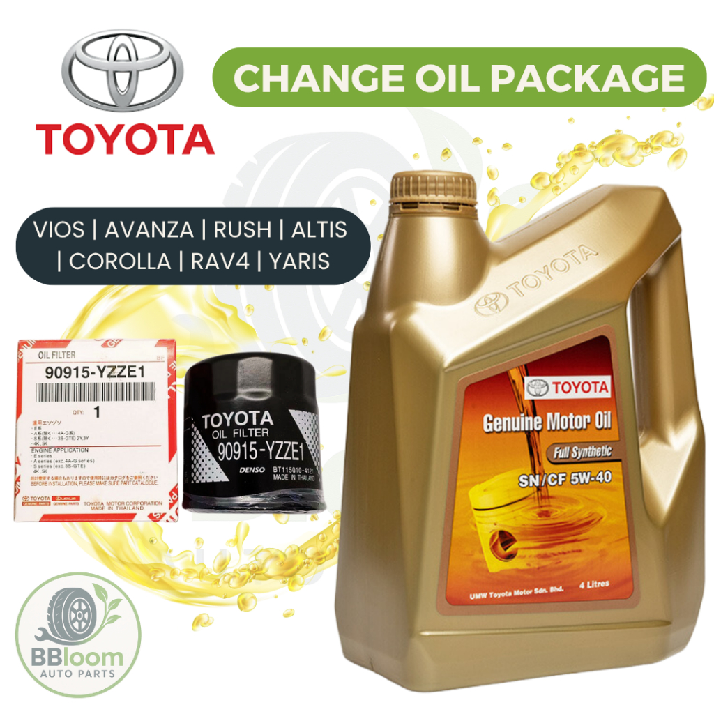Toyota 5W-40 Fully Synthetic Engine Oil [4 Liters + Oil Filter] Change ...