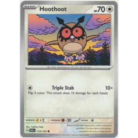 [EN] [SCR] 114/142 - Hoothoot - Common - SV07: Stellar Crown - Pokemon ...