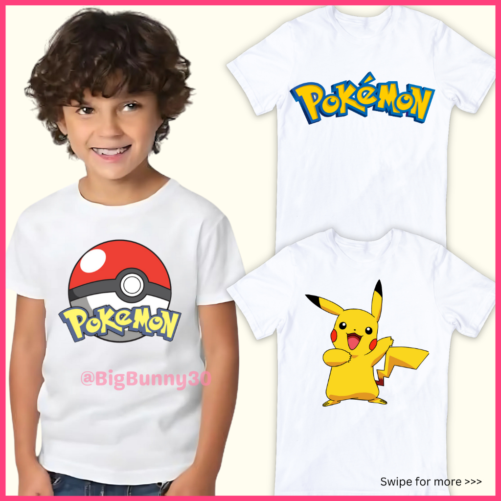 POKEMON SUBLIMATION White T-shirt for Kids and Adults | Shopee Philippines