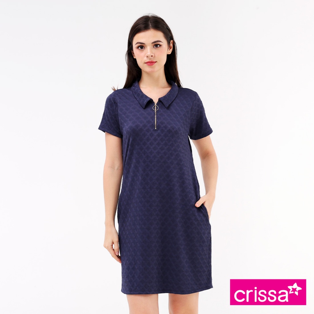 Crissa Special Textured Knits Short Sleeves Dress CSDT16-0069 | Shopee ...