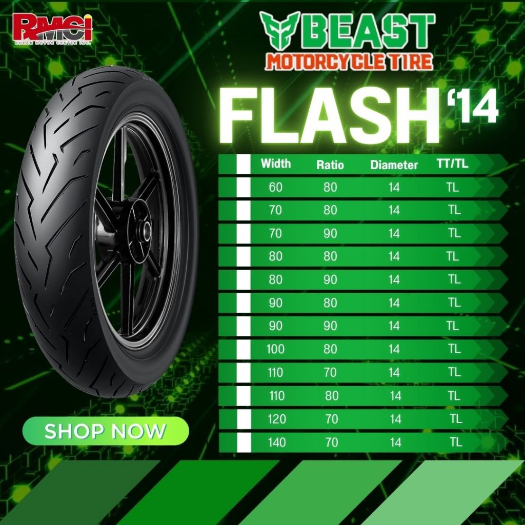 Beast Tire Flash 100/80-14|110/70-14|110/80-14|120/70-14|140/70-14 ...