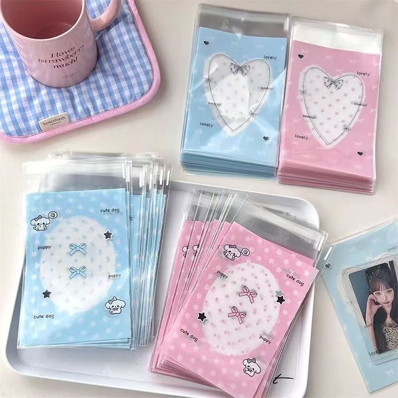 50Pcs Cute Siplock Bags Card Packing Bags Pink Blue Idol Photocard ...