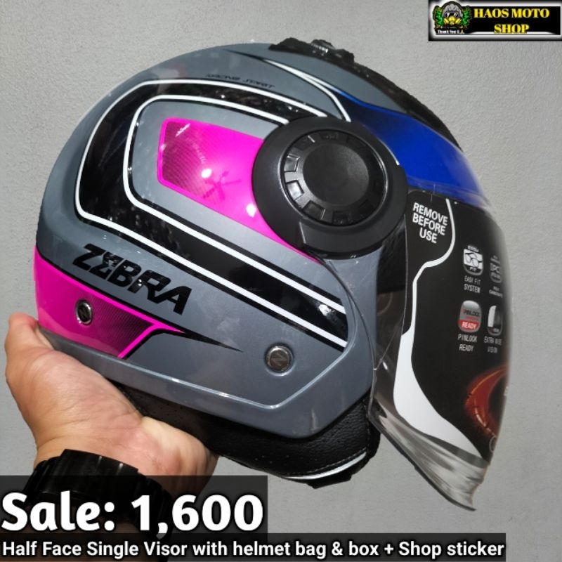 Zebra half face helmet motorcycle helmet | Shopee Philippines