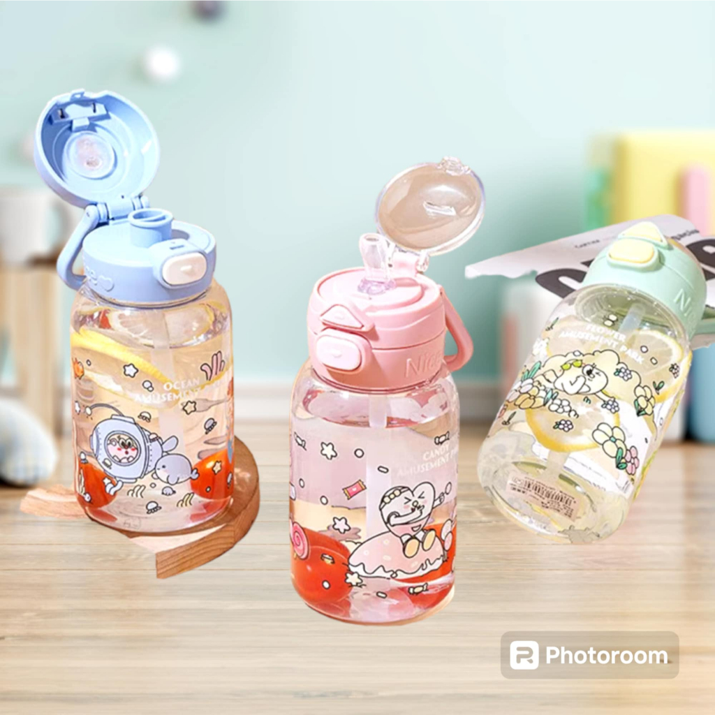 Plastic Water Bottle With Straw BPA Free Leak-Proof Durable Unbreakable ...