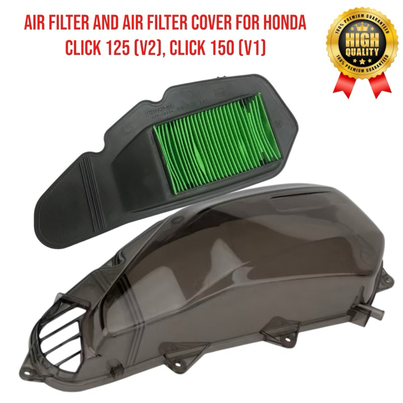 AIR FILTER AND COVER (SET) FOR HONDA CLICK 125 v1,v2,v3 & CLICK 150 v1 ...