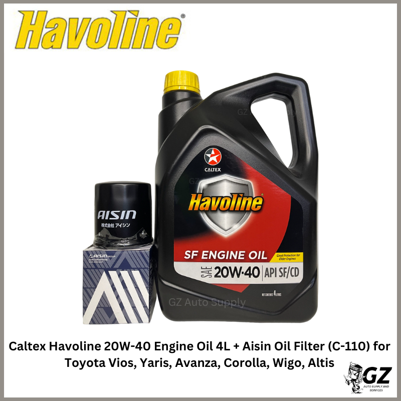 Caltex Havoline 20W-40 Engine Oil 4L + Aisin Oil Filter C-110 for ...
