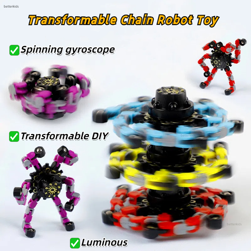 Versatile robots Transformable Chain Gyroscope Toy DIY Cool Fingertip Luminous Mechanical ...
