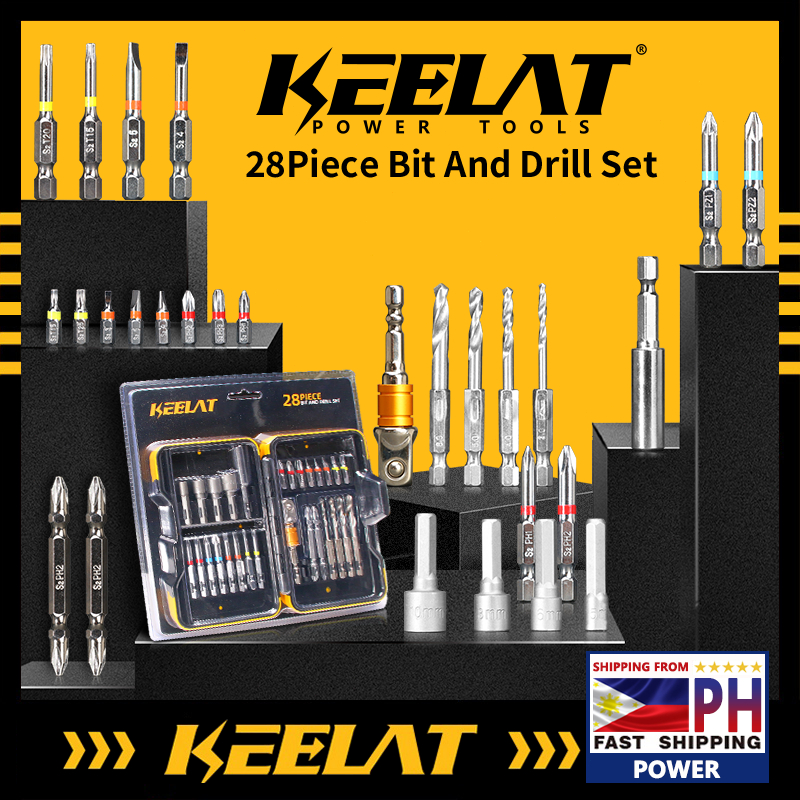 KEELAT 26/28pcs 1/4" Cross Hex Driver Torx Bits Hard Alloy Screw Driver ...