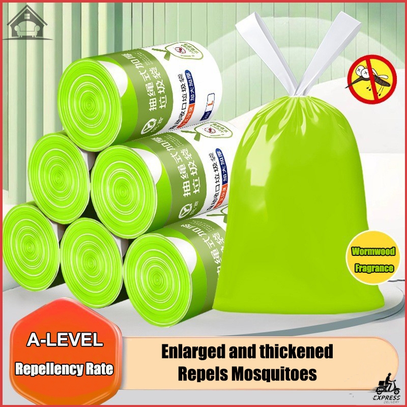 100Pcs Mugwort Mosquito Repellent Garbage Bag Portable Drawstring Bag ...