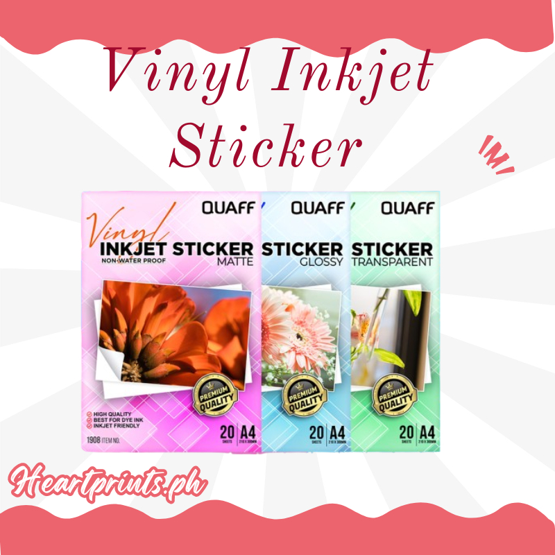 QUAFF Vinyl Inkjet Sticker Semi-Clear Waterproof A4 Size Matte , Glossy ...