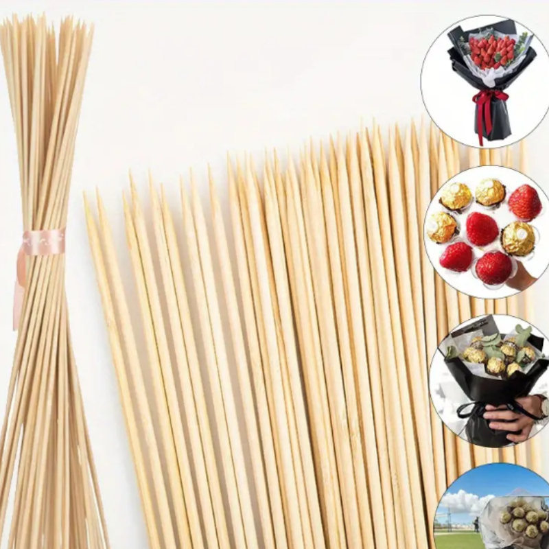 45-50PCS BBQ/Flower Bamboo Stick 40cm/50cm x 3mm diameter | Shopee ...