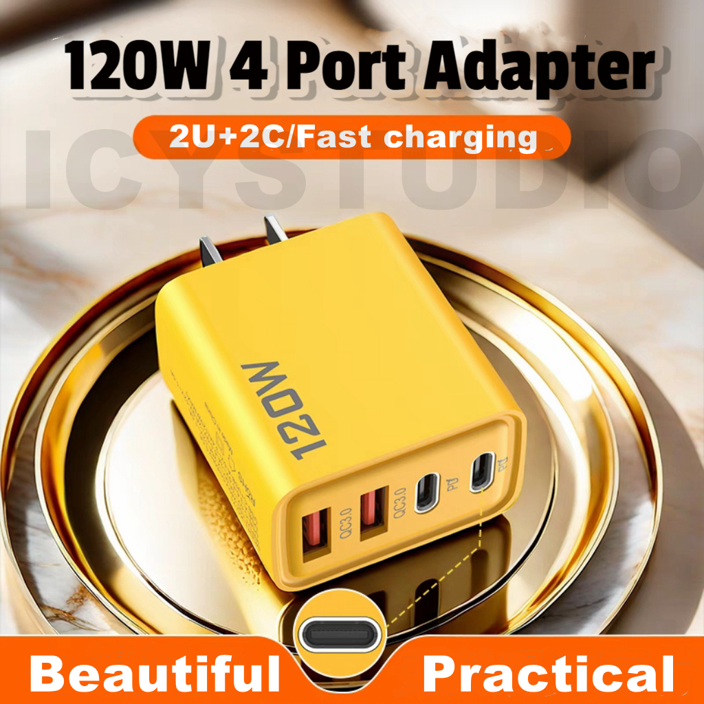 PD 120W USB C Chargers 2 PD Type C and 2 USB Port Super Fast Charging ...
