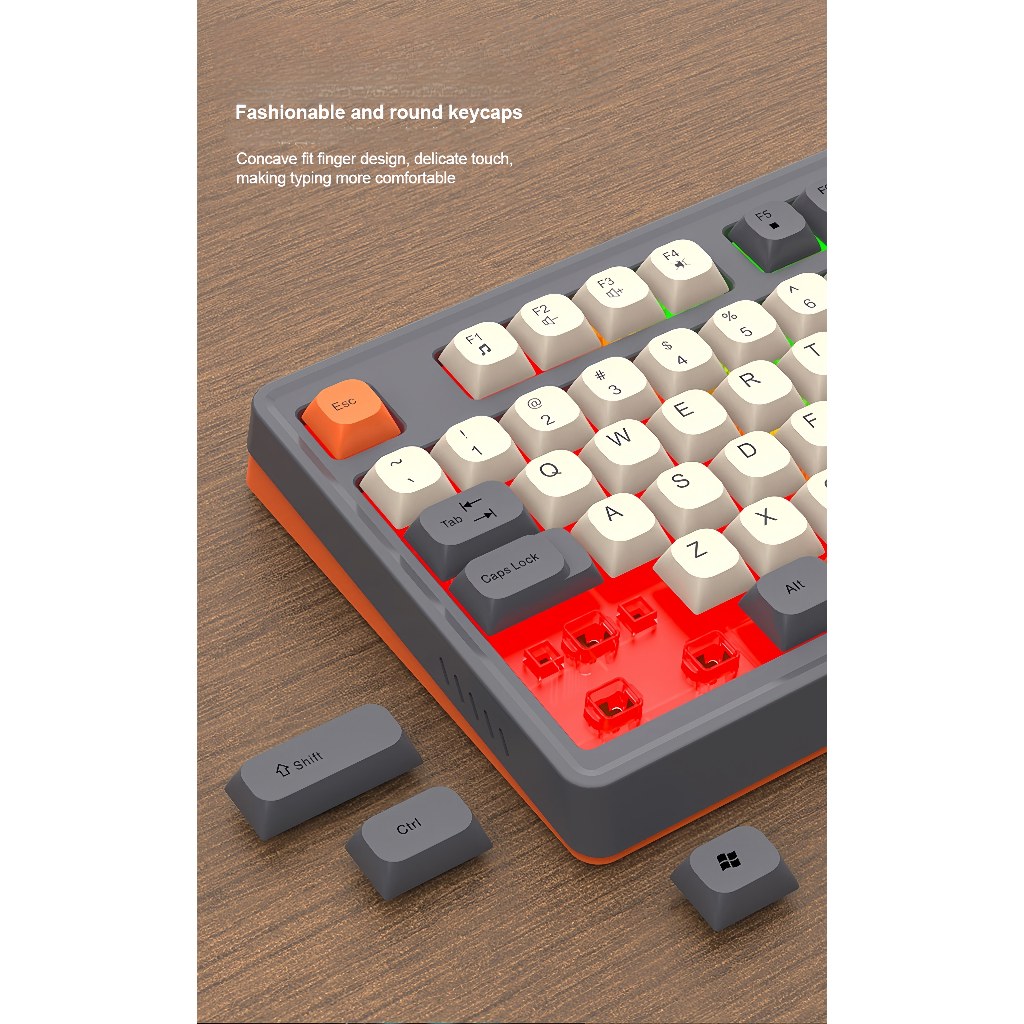 Zeus x Raiku Wired Rainbow LED Ligh Gaming Keyboard 98 Keys Silent Keys ...