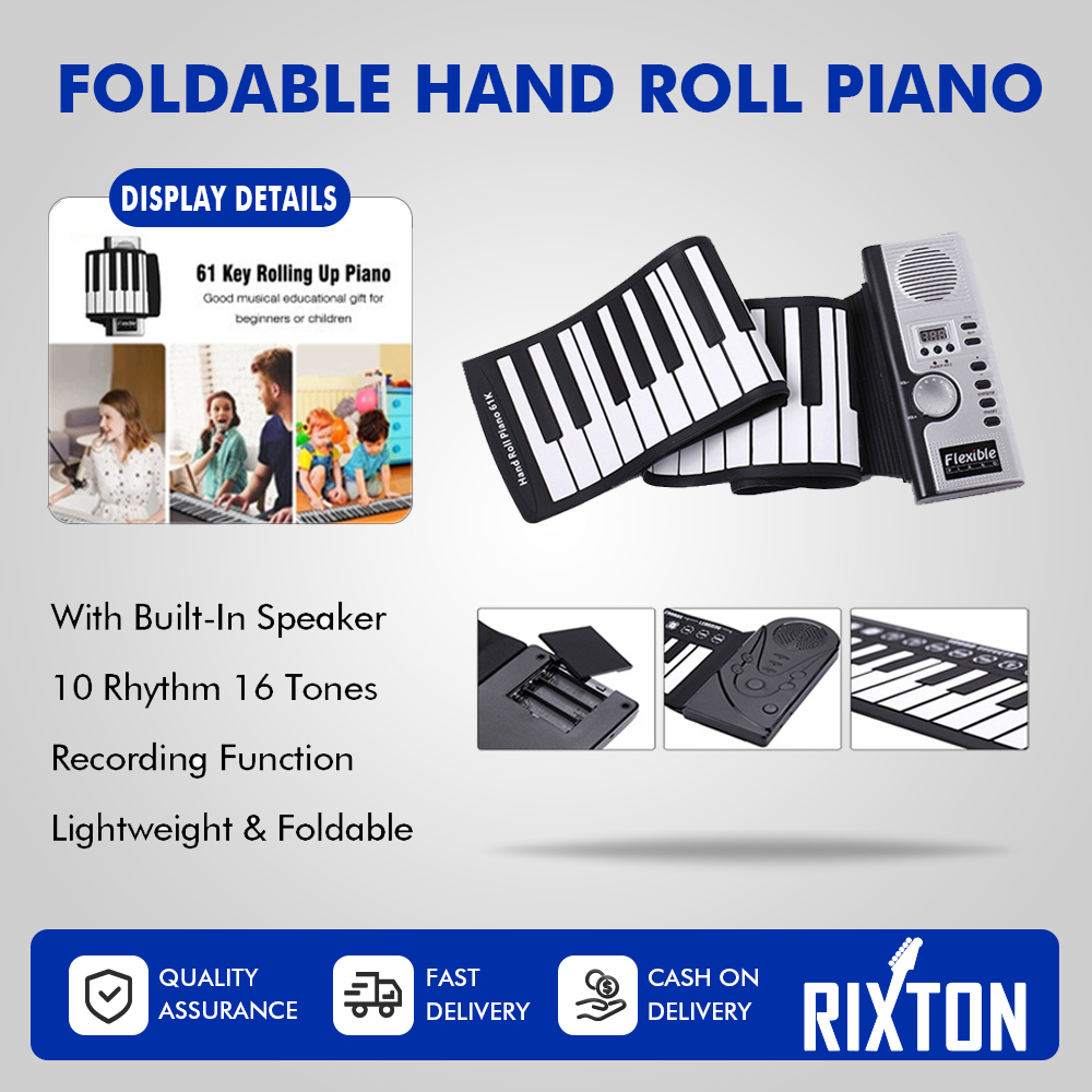 RIXTON Portable Hand Roll Up Piano Flexible Roll Up Electronic Keyboard ...