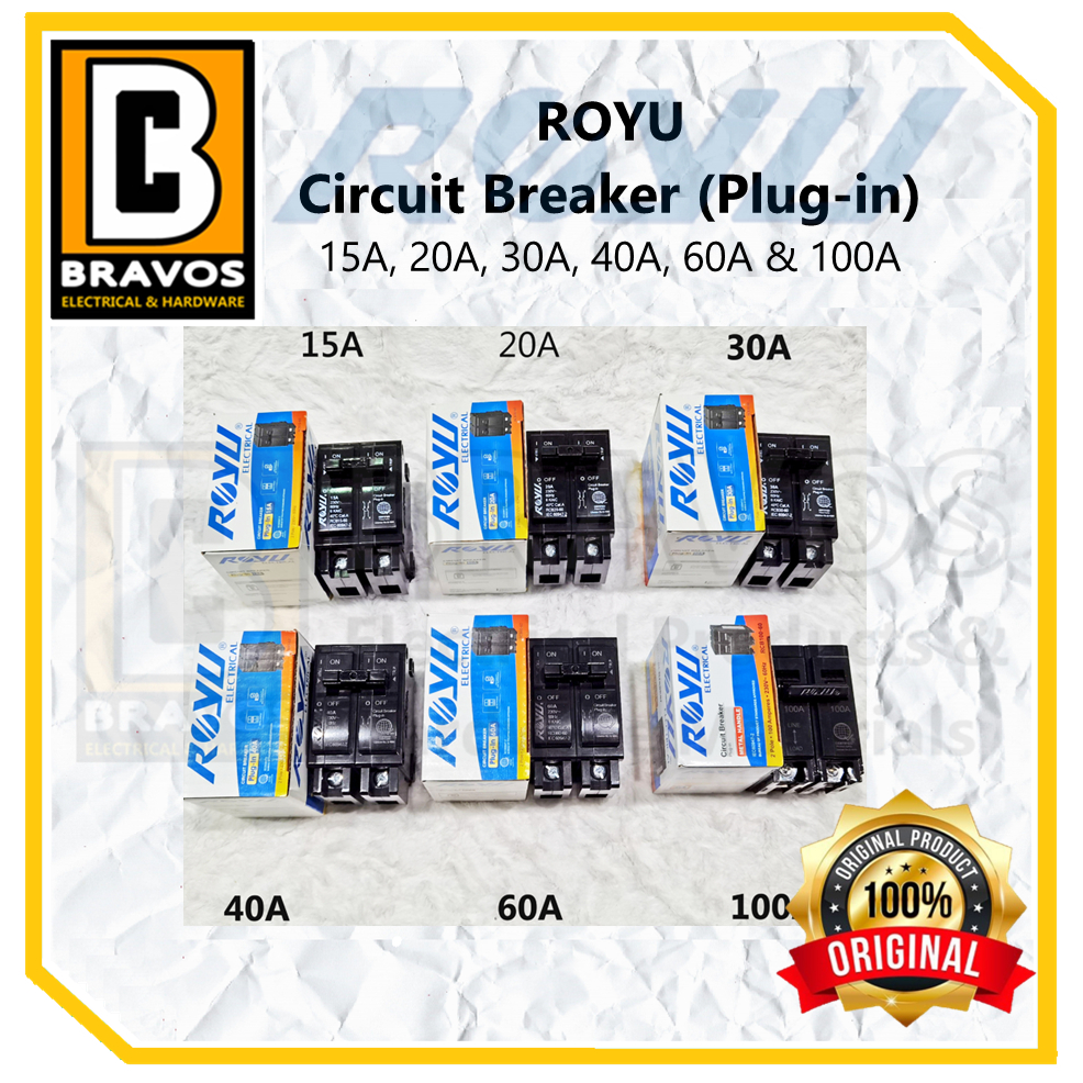 ROYU Circuit Breaker Plug in 15A 20A 30A 40A 60A Terminal Lug RCB ...