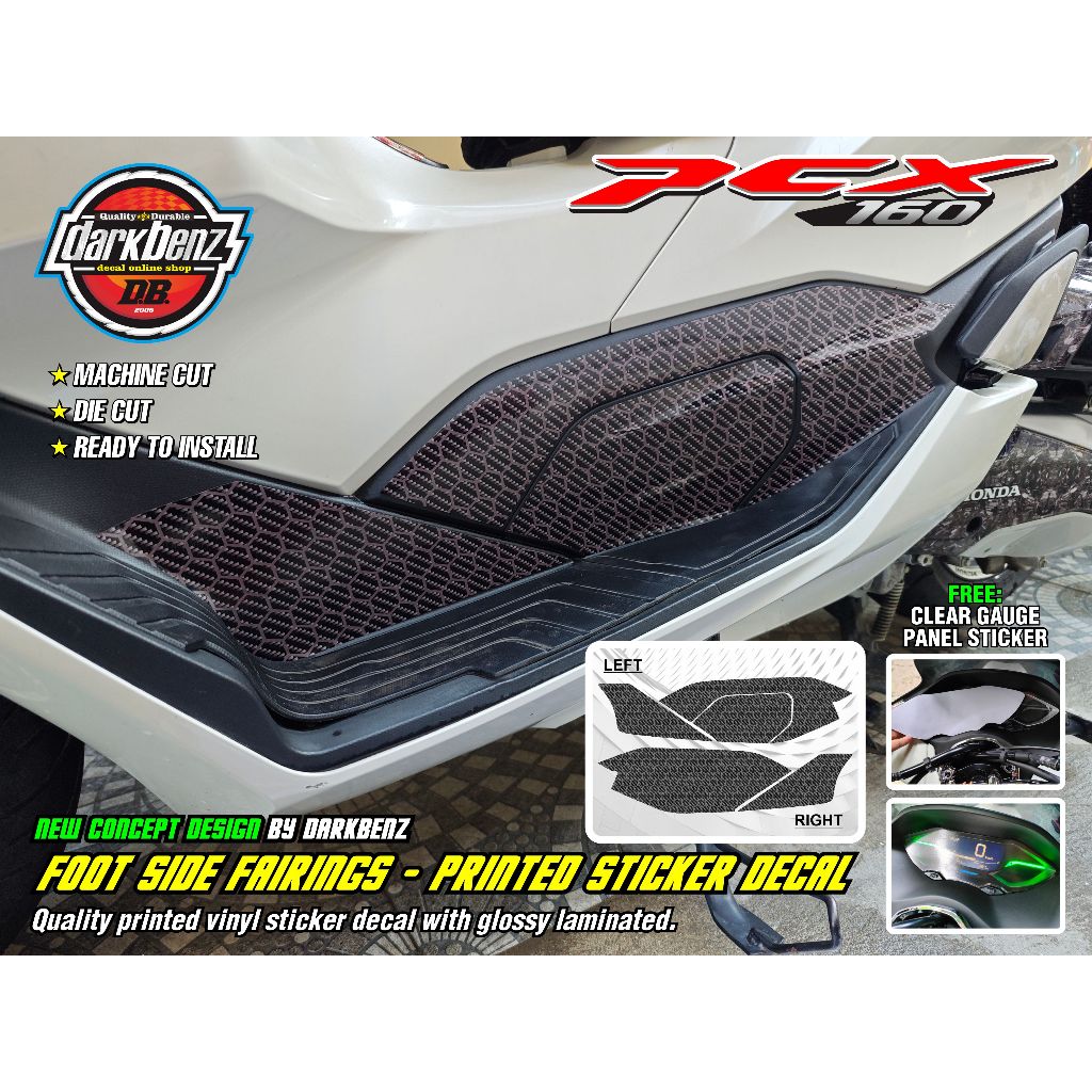 Honda PCX 160 Foot Side Printed Decals with Free Gauge Clear Sticker ...