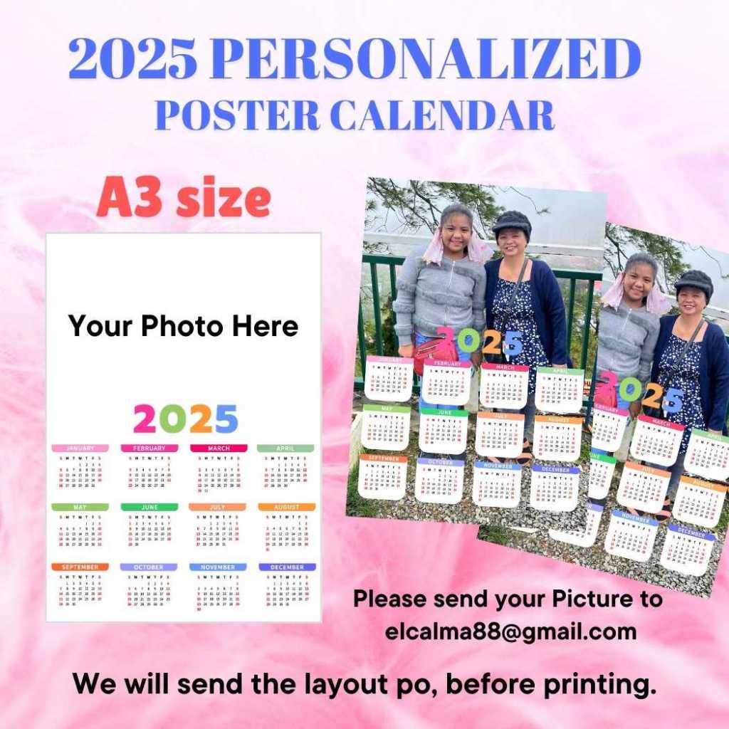 2025 POSTER PERSONALIZED CALENDAR A3 SIZE | Shopee Philippines
