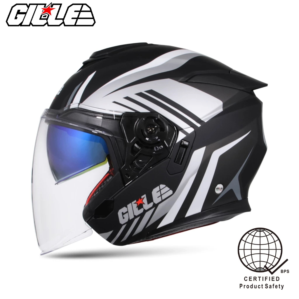 GILLE 893 Visage Wing Design Half Face Helmet Gold Iridium Inner Visor ...