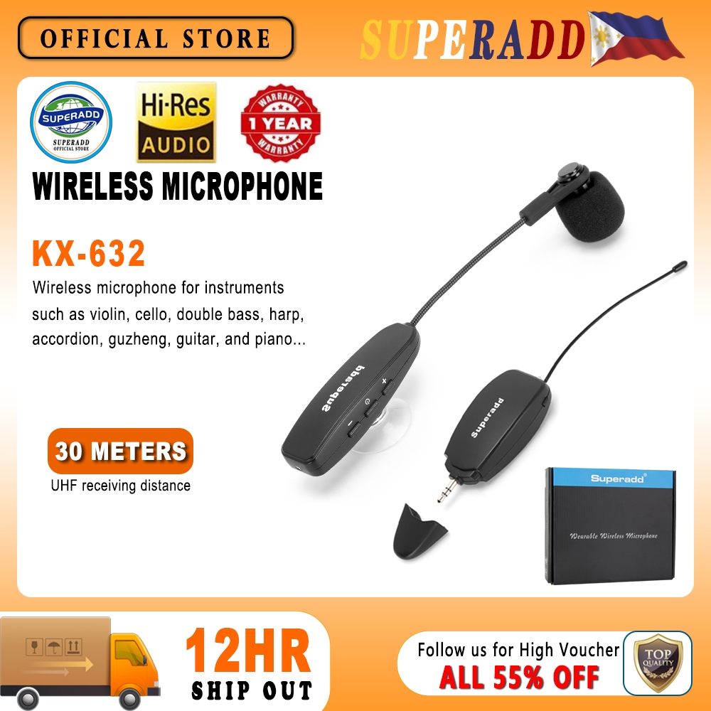 Wireless microphone SUPERADD KX-632 UHF Instrument mic used for Violin ...