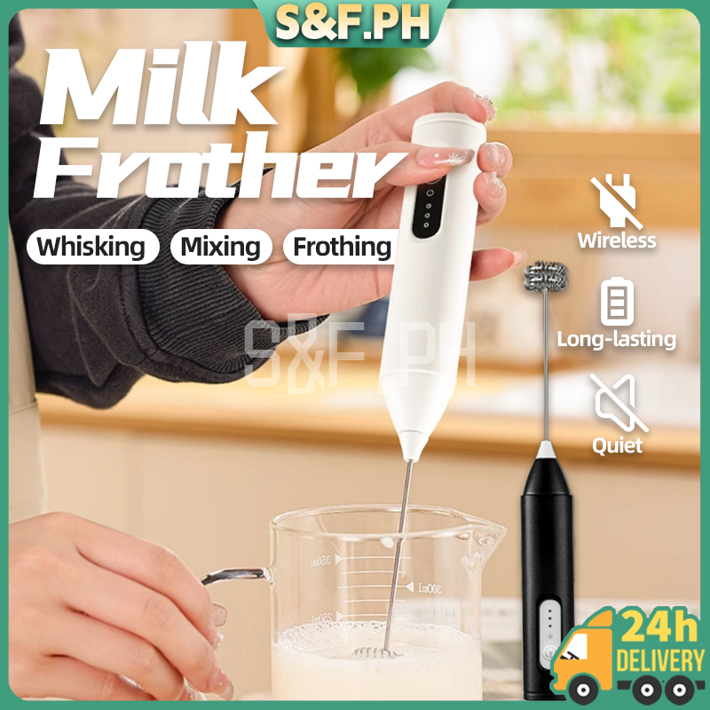 S&F Electric Milk Frother 3-Speed Hand Blender Coffee Blender USB ...
