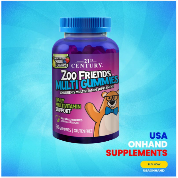 USAOnhand |21st Century, Zoo Friends, Multi Gummies, Fruit, 60 Gummies ...
