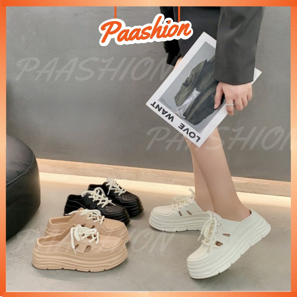 Paashion New 7CM Thick Sole Shoes Rubber Height Enhancing Summer Shoes ...