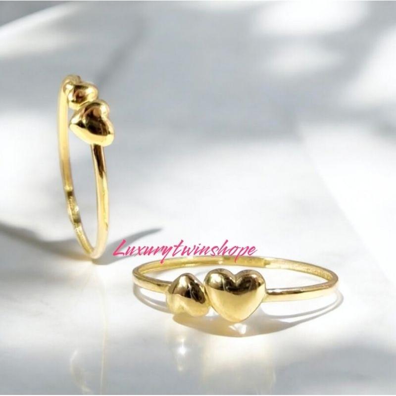 Heart to heart ring design 18k gold R011 | Shopee Philippines