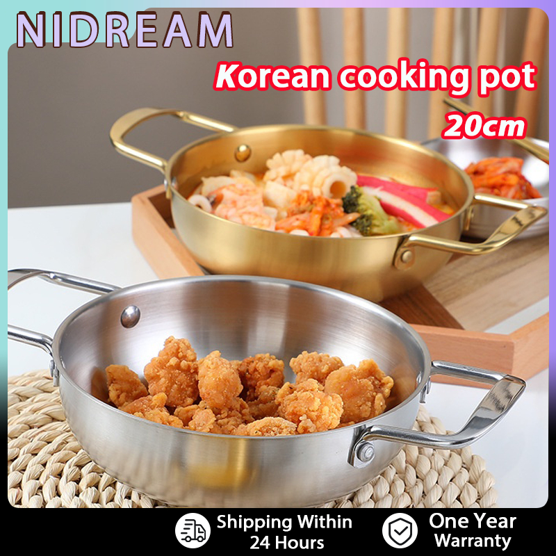 Korean Pot Stainless Cooking Pan Double Bottom Double Ear Pot Kitchen ...