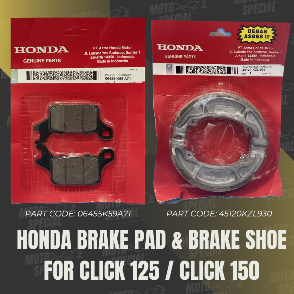 HONDA Brake Pad & Brake shoe for Click 125 / Click 150 / Click V2 & V3 ...