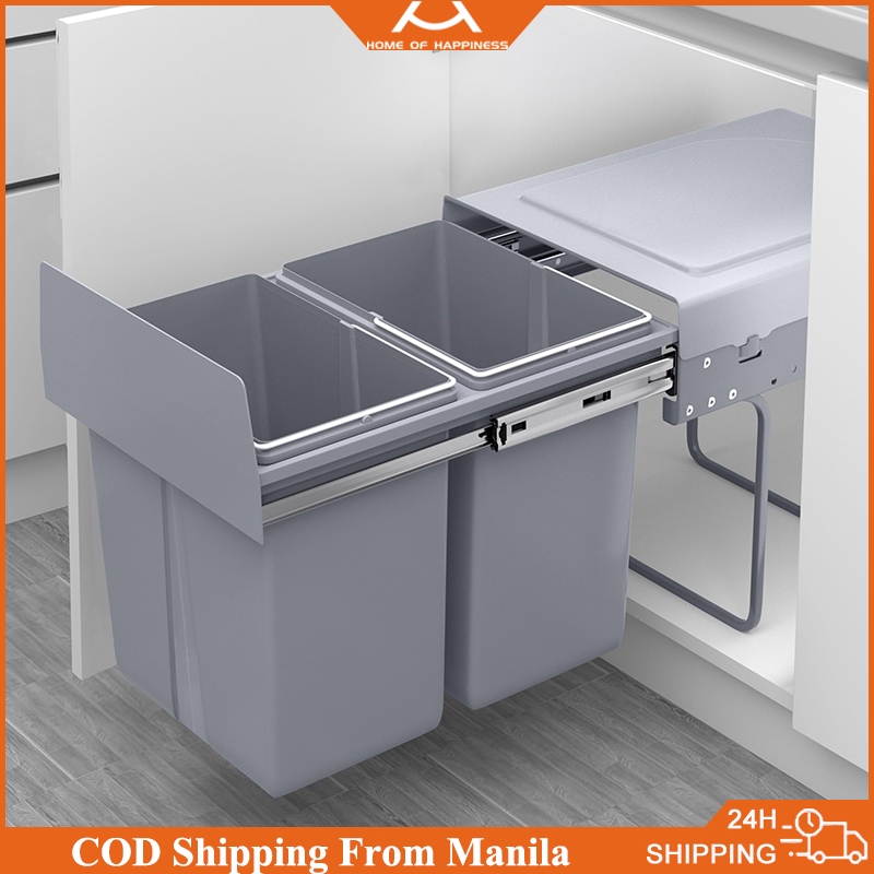 Pull Out Trash Bin 30L/40L Storage Bin With Lid Large Capacity With ...