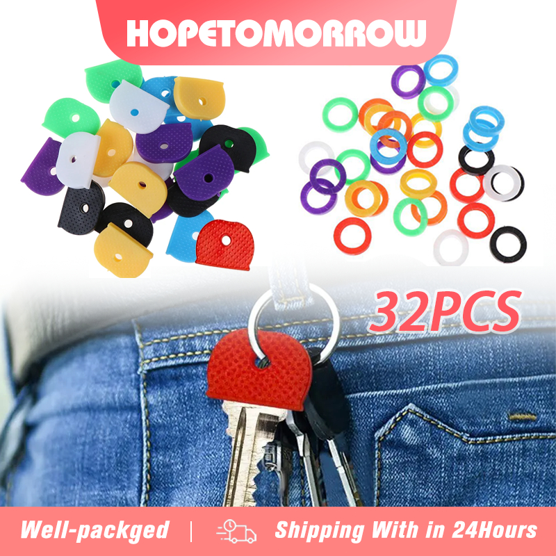 32pcs Key Cap Tags Set Colorful Plastic Key Identifier Protectors 2 ...