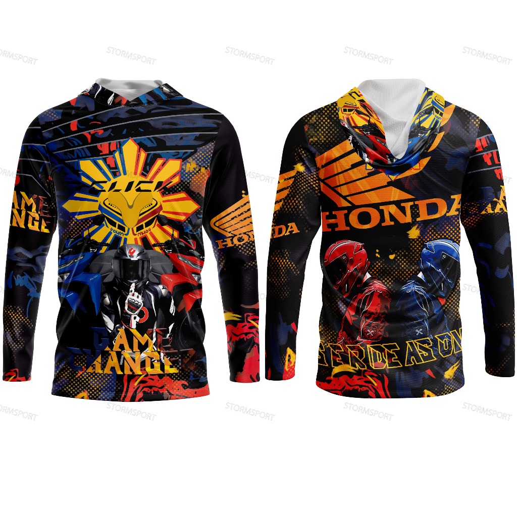 Long Sleeve Warmer Jersey with Hoodie for men Motorcycle Riding T-shirt Full Sublimation ...