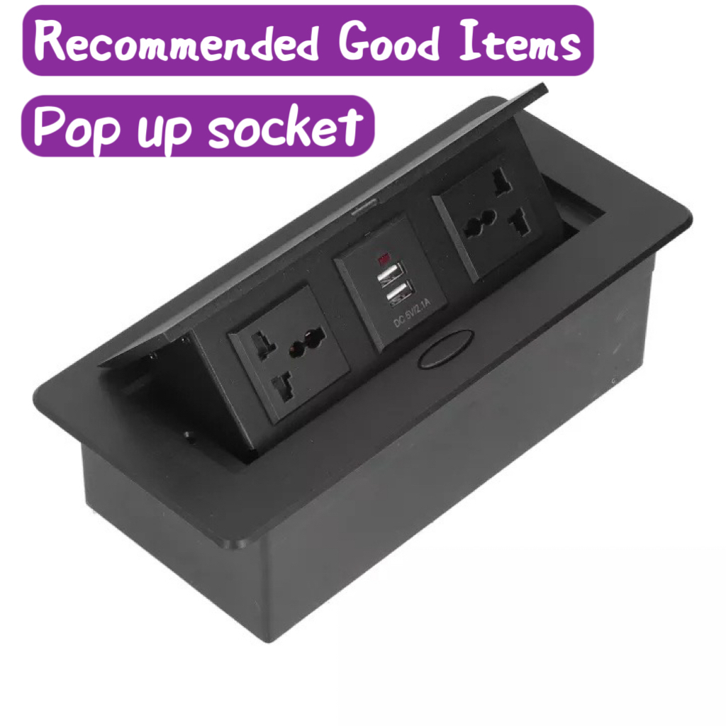 Table Pop Up Socket Dual USB Power Outlet Strip Hub Connection Box 220V ...